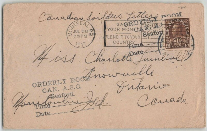 Canada 1917 WWI Orderly Room Can A.S.C. Seaford Montreal Flag Military ...