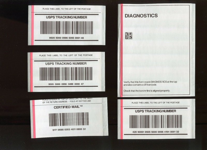 Large Lot of Machine Set Up and Test Label Computer Vended Postage ...