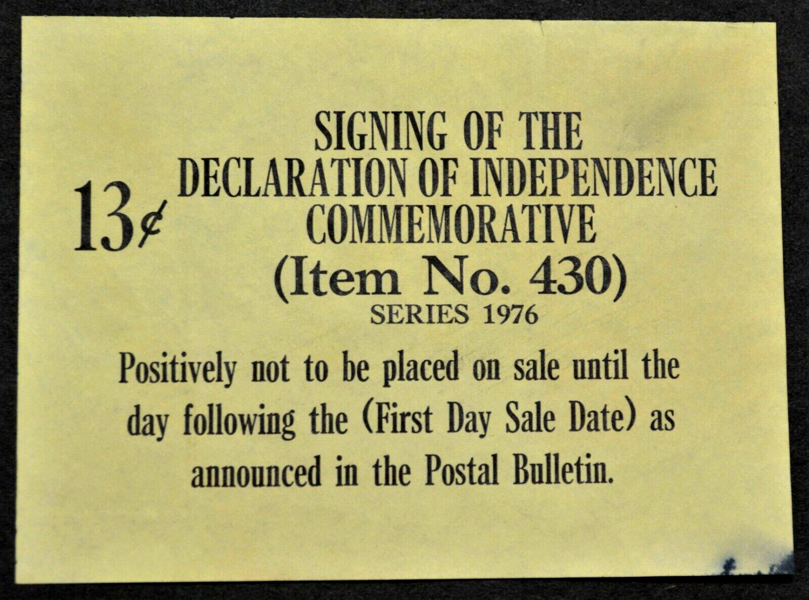 1976 US Sc. #1691-1694 Declaration of Independence early Top Deck Card ...