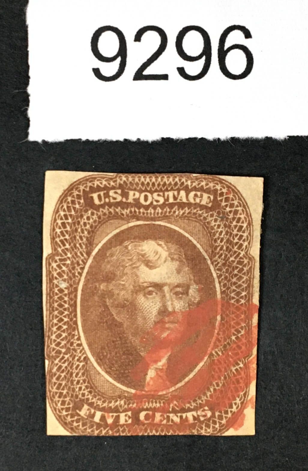 US Stamps # 12 Imperf RED Grid Cancel Used LOT #9296 | United States ...