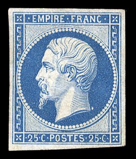 France, 1850-1900 #17c (YT 15c) Cat€600, 1853-60 25c Empire, re-issue ...