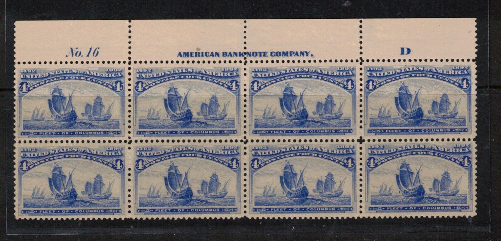 USA #233 Extra Fine Mint Plate #16 Block Of Eight Full Original Gum ...