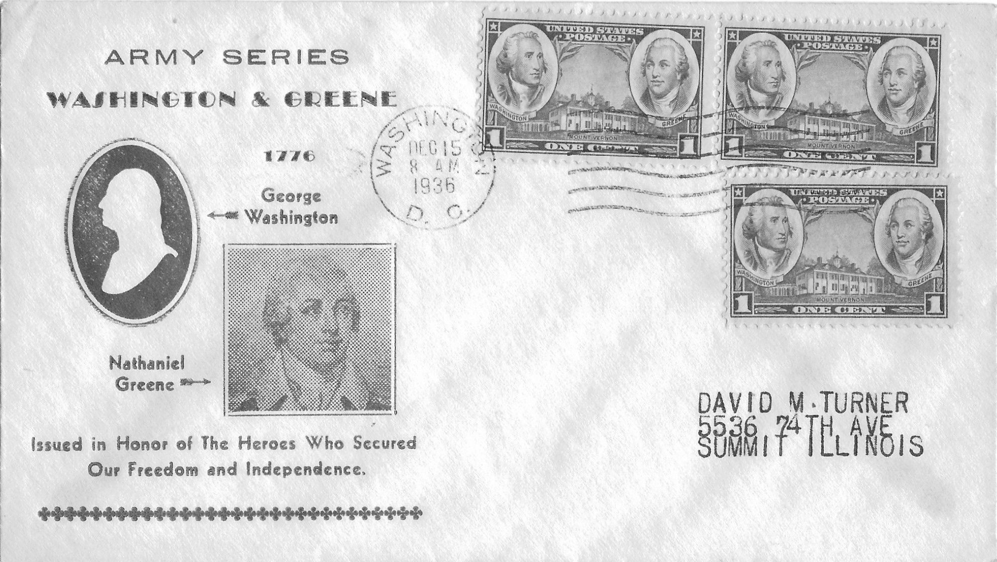 1936 FDC, #785, 1c Army Heroes, Planty #19, block of 3 | United States ...