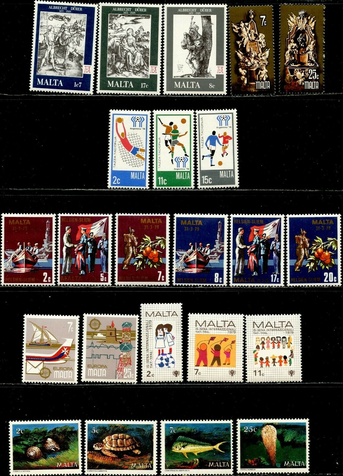 MALTA Sc#547-566, 551a 1978-79 Years Complete 7 Sets & 1 S/S OG Mint NH ...