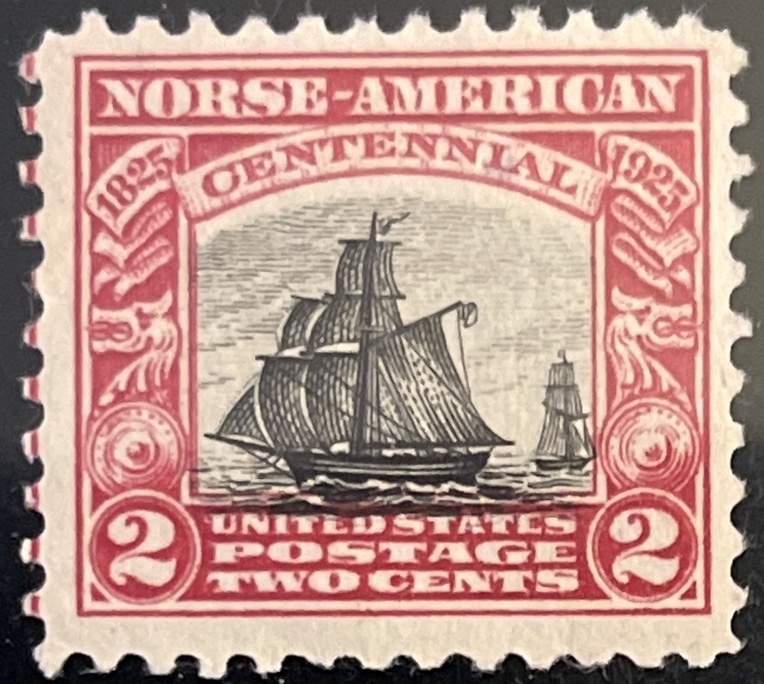 Scott #620 1925 2¢ Norse-American SS Restaurationen unused disturbed ...