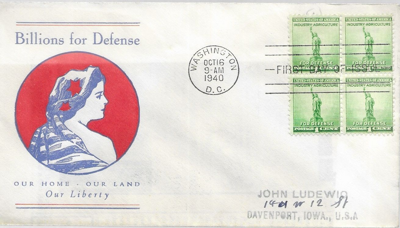 1940 FDC, #899-901, 1c-3c National Defense, Linprint - combo | United ...
