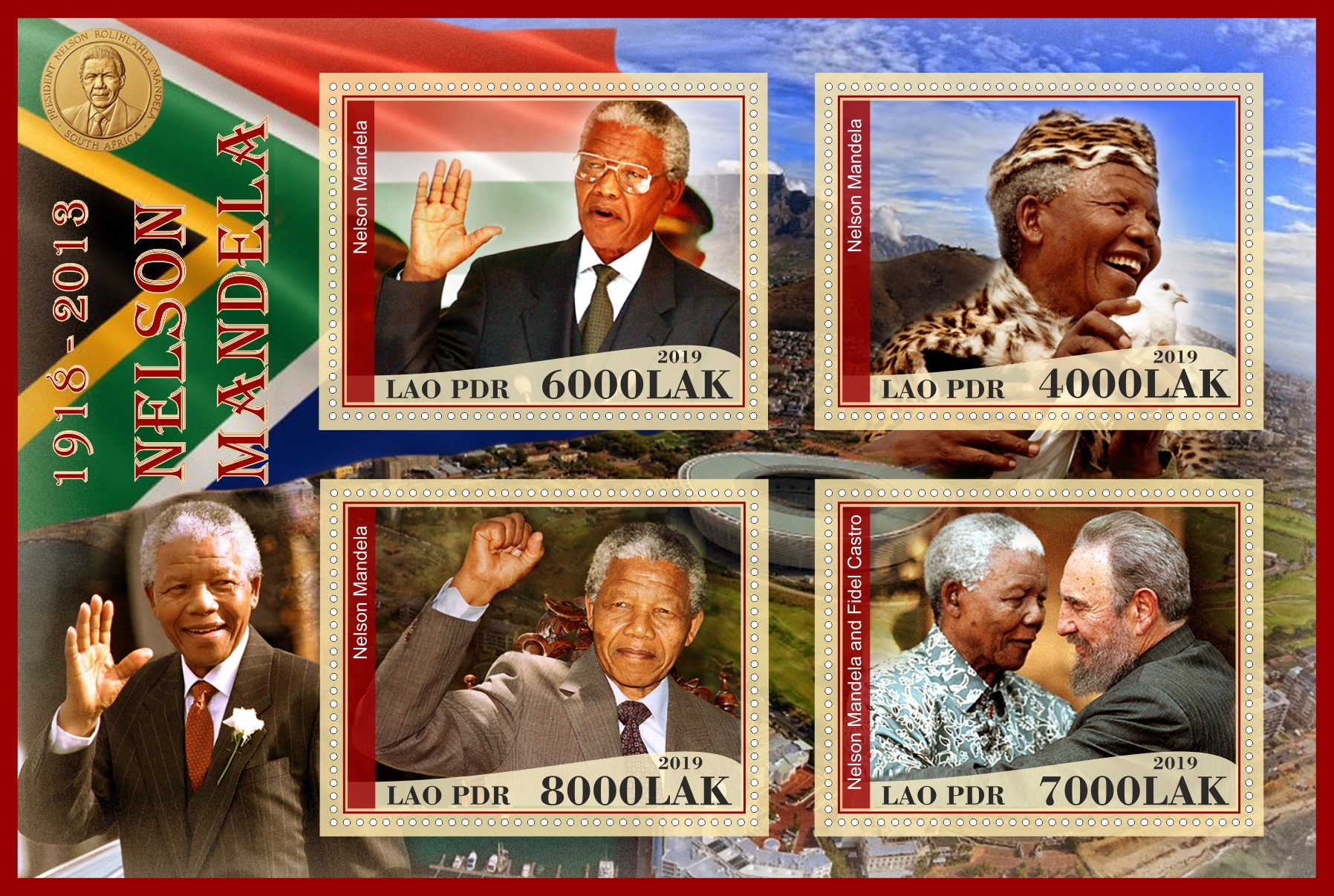 Stamps. Famous people. Nelson Mandela 2019 year 1+1 sheets perforated ...