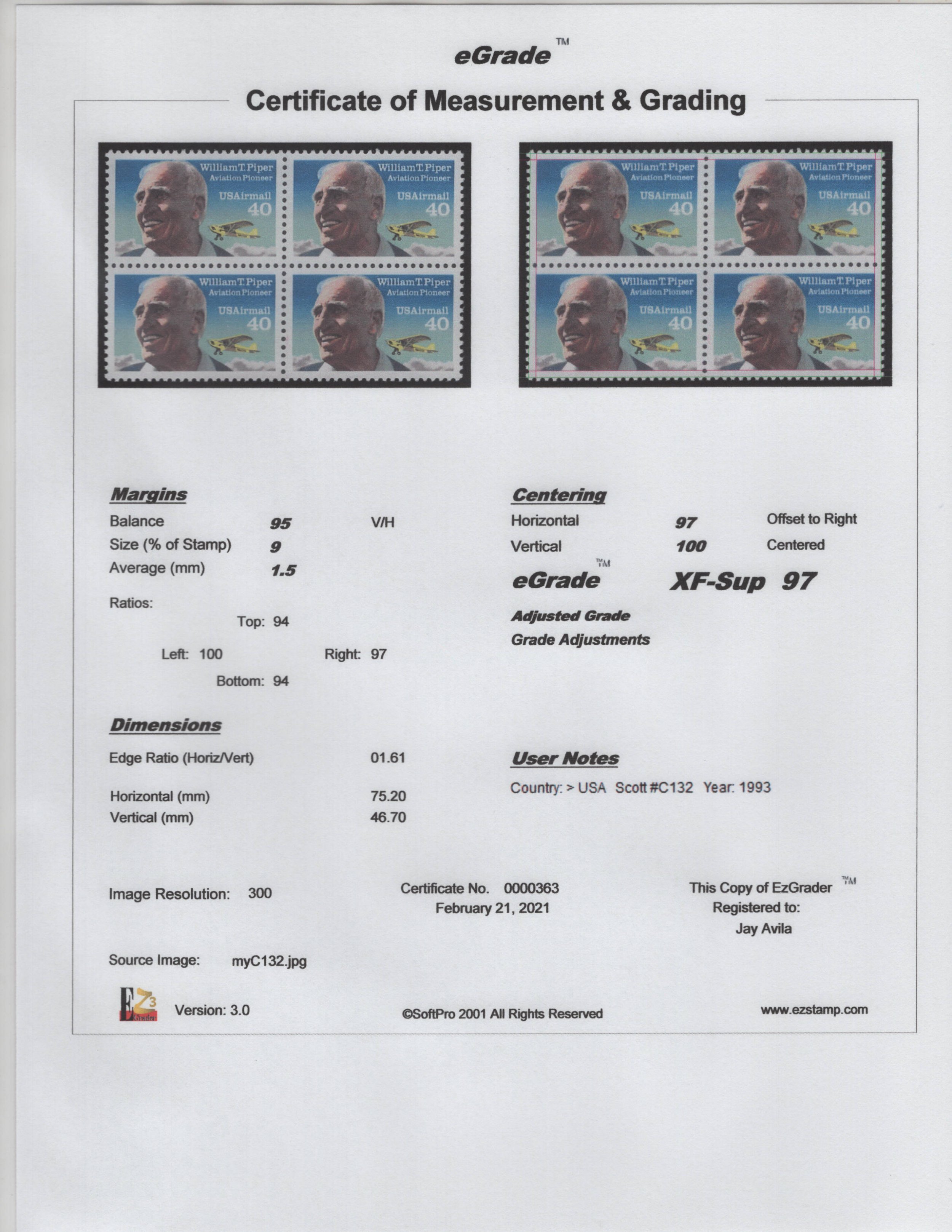 US Scott #C132 OG MNH eGRADED With Certificate Superb 97 | United ...