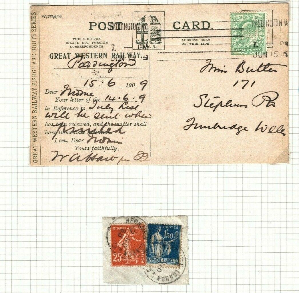 GB RAILWAY TPO GWR Official Perfin *Newhaven London Sorting Carriage ...