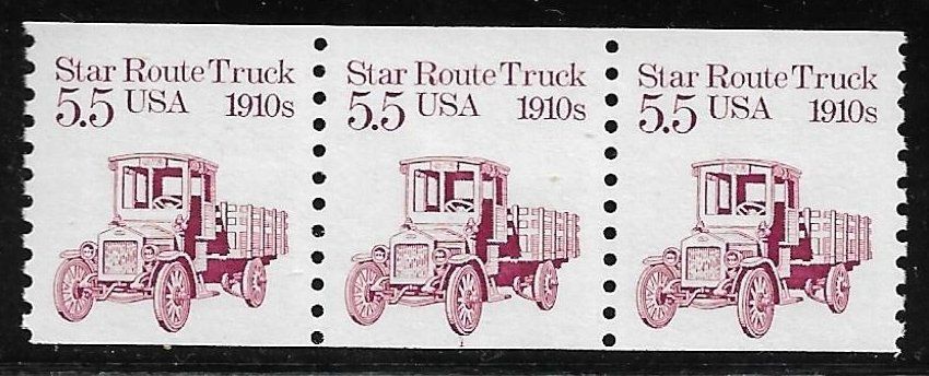 US Stamps: #2125; 5.5c Star Route Truck 1910s Coil Issue; #1 PNC3; MNH ...