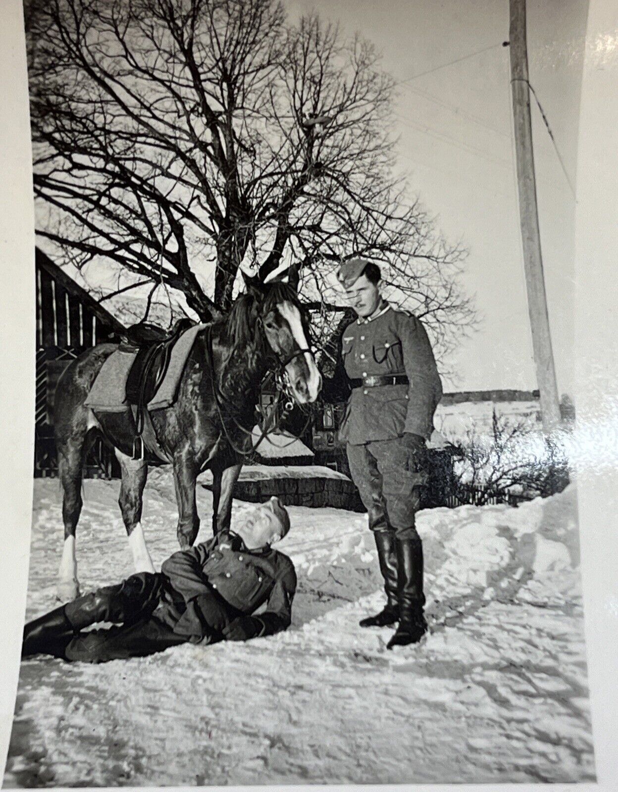 WW2 WWII Original German Military wartime Photo Soldier Laying Down W ...