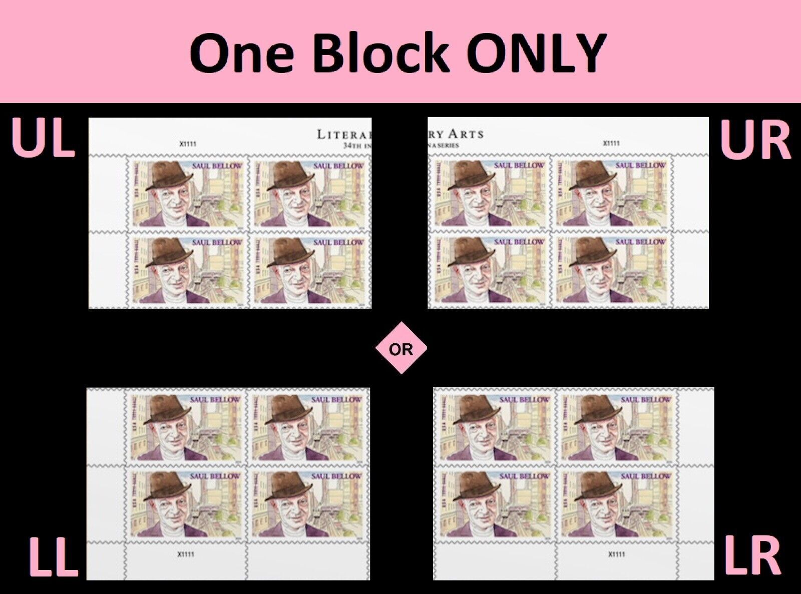 US 5831 Literary Arts Saul Bellow three ounce plate block 4 MNH 2024 ...