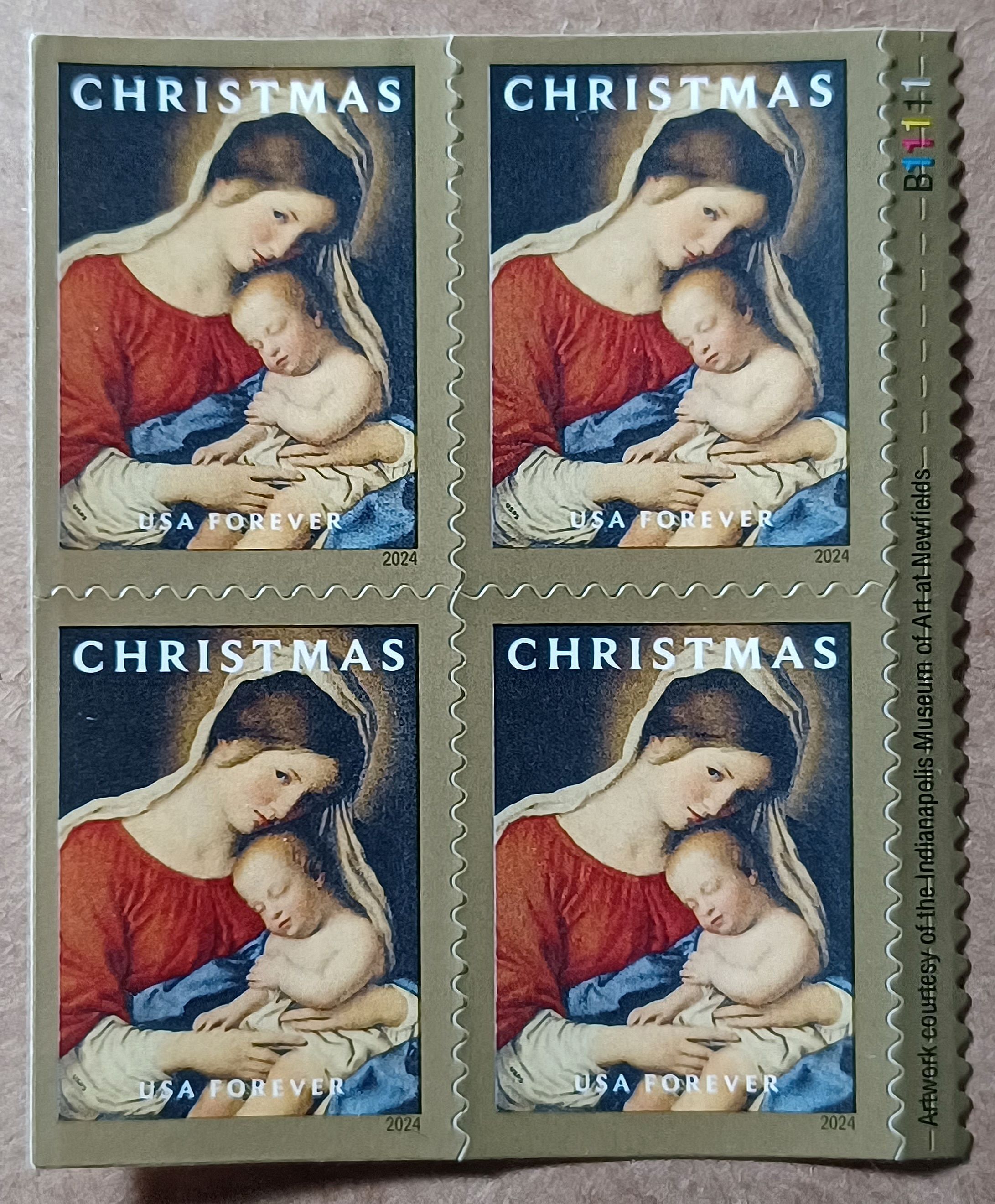 US #5940 (73c) Christmas Madonna & Child MNH block of 4 plate #B11111 ...