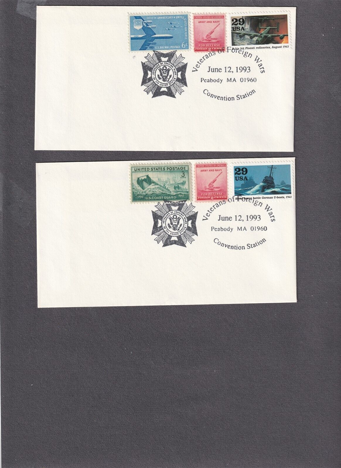 VFW Cover Collection US 929, 934, 935, 936, 939 Lot (5) June 12 1993 ...