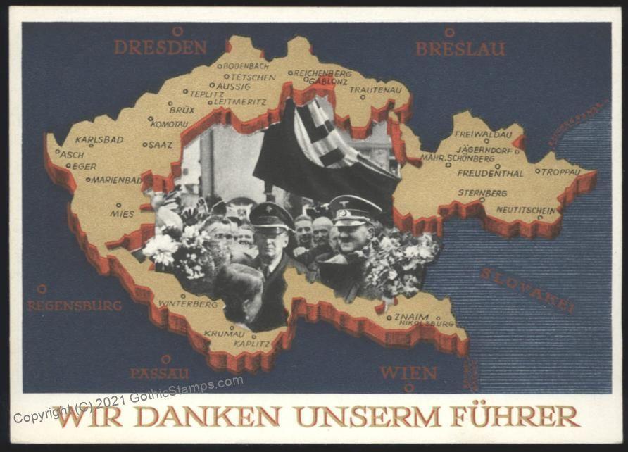 3rd Reich Germany Czech Occupation Hitler in Map WWII Reichenberg ...