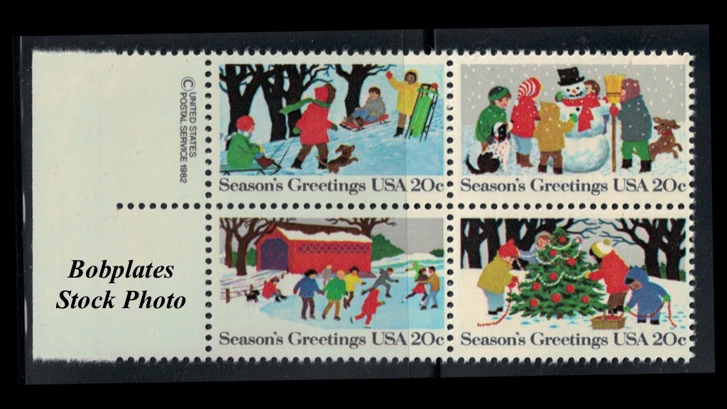 BOBPLATES #2027-30 Christmas Copyright Block F-VF NH ~ See Details for ...