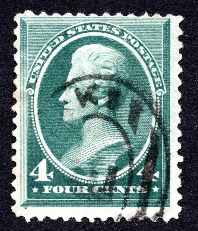 US 1883 4¢ Blue Green Jackson Stamp #211 Used CV $25 | United States ...
