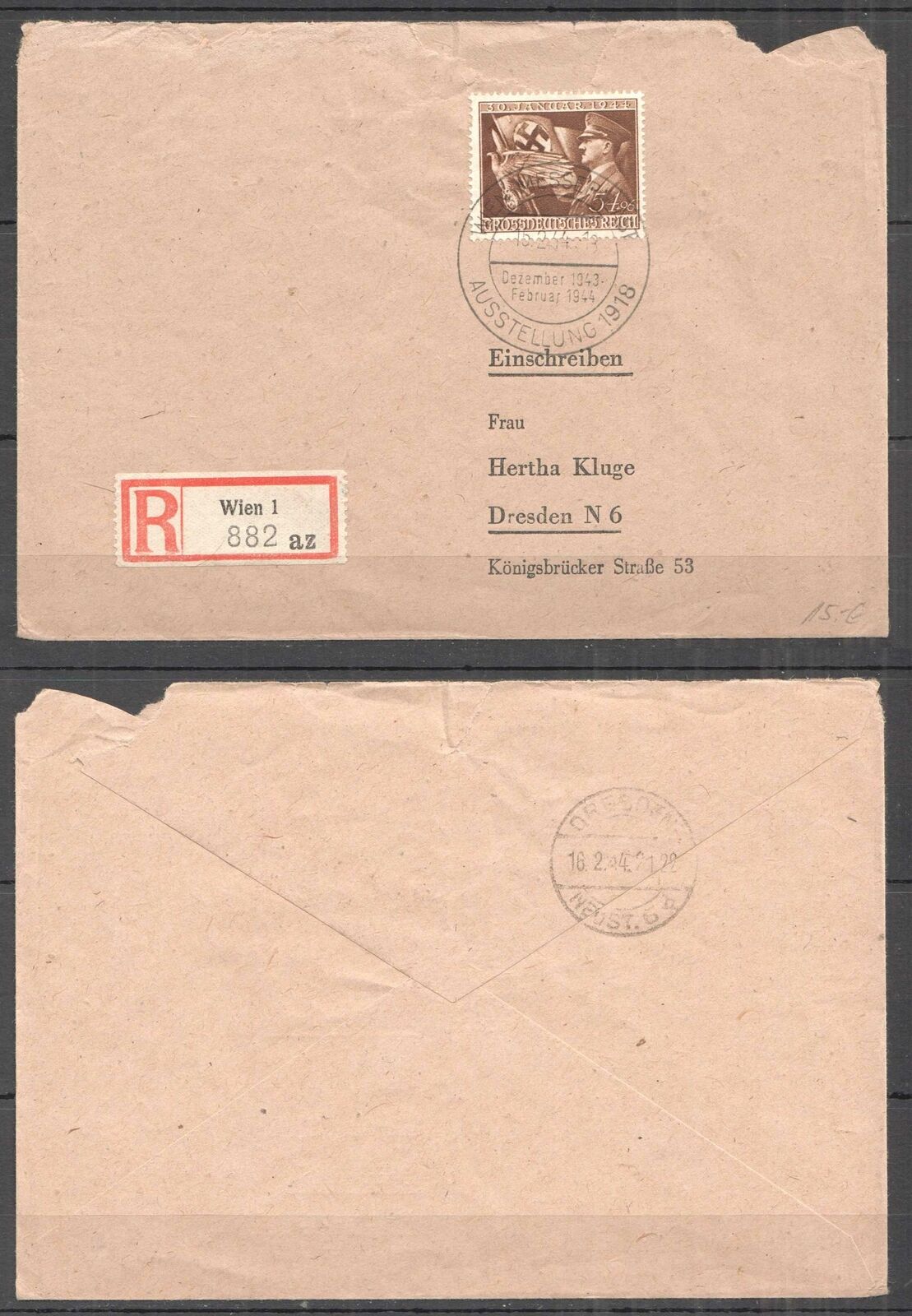 A1413 1944 Deutsches Reich World WAR II Adolf Hitler Swastika Rare ...