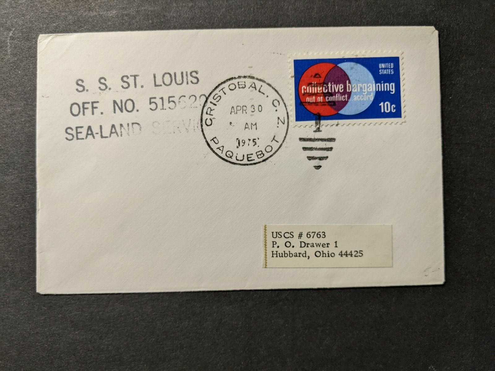 SS ST. Louis, Sea-Land Service Naval Cover 1975 Paquebot Cristobal ...