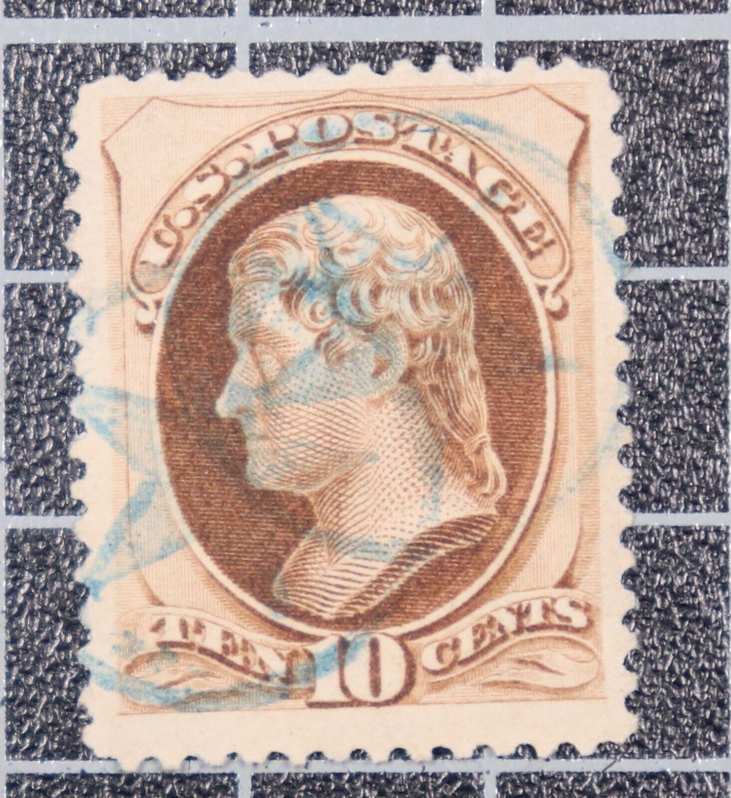 Scott 188 - 10 Cents Jefferson - Used - Blue Star In Circle Fancy ...