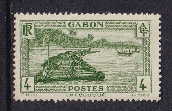 Gabon #126 MNH 1932 Timber raft 4c | Africa - Gabon, General Issue ...