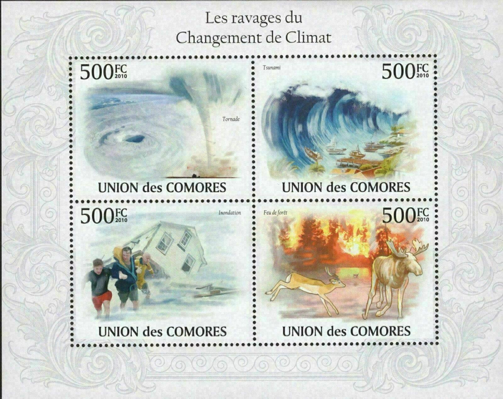 Weather Stamp Changes Climate Storm Fire Tsunami Tornado Floods Sov ...