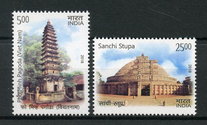 India 2018 MNH Ancient Architecture JIS Vietnam Pagodas Stupa 2v Set ...