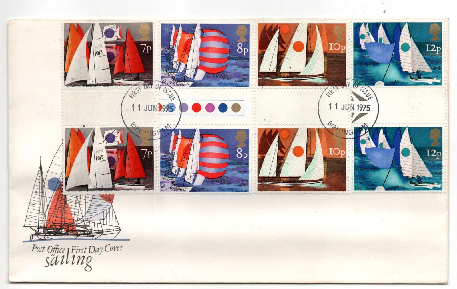 GB 1975 Sailing unaddressed FDC + Traffic Light Gutter Pair strip ...
