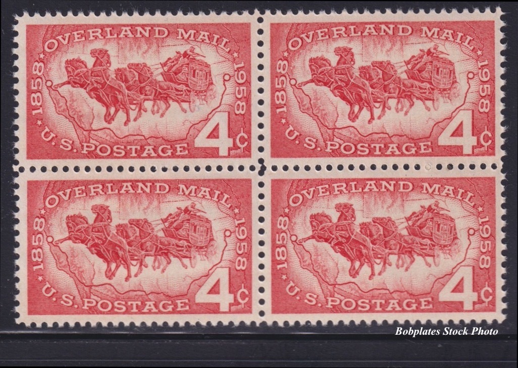 BOBPLATES #1120 Overland Mail Block of 4 F-VF NH SCV=$1 | United States ...