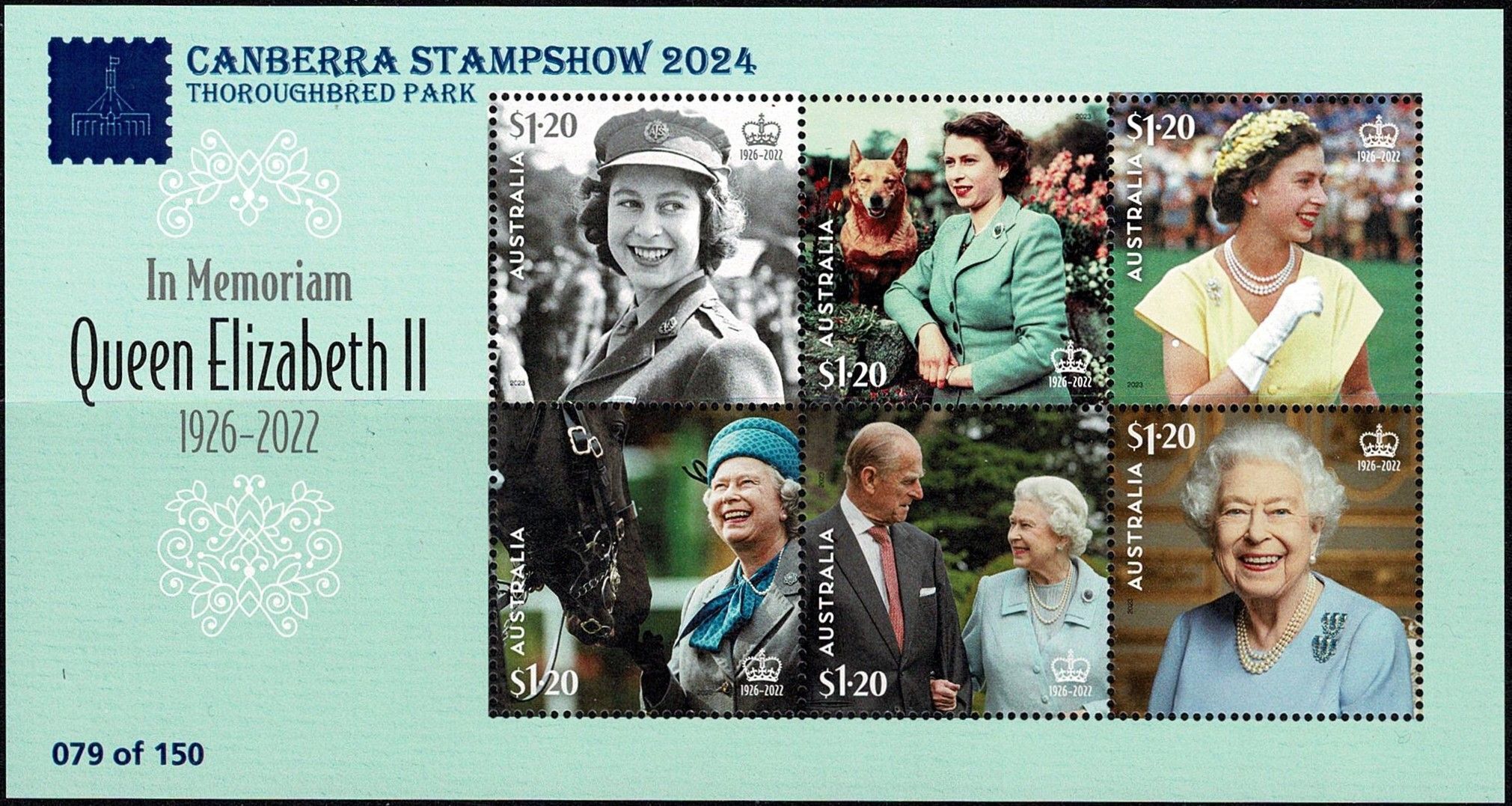 Australia 2023 Queen Elizabeth In Memoriam MS OP CANBERRA STAMPSHOW ...