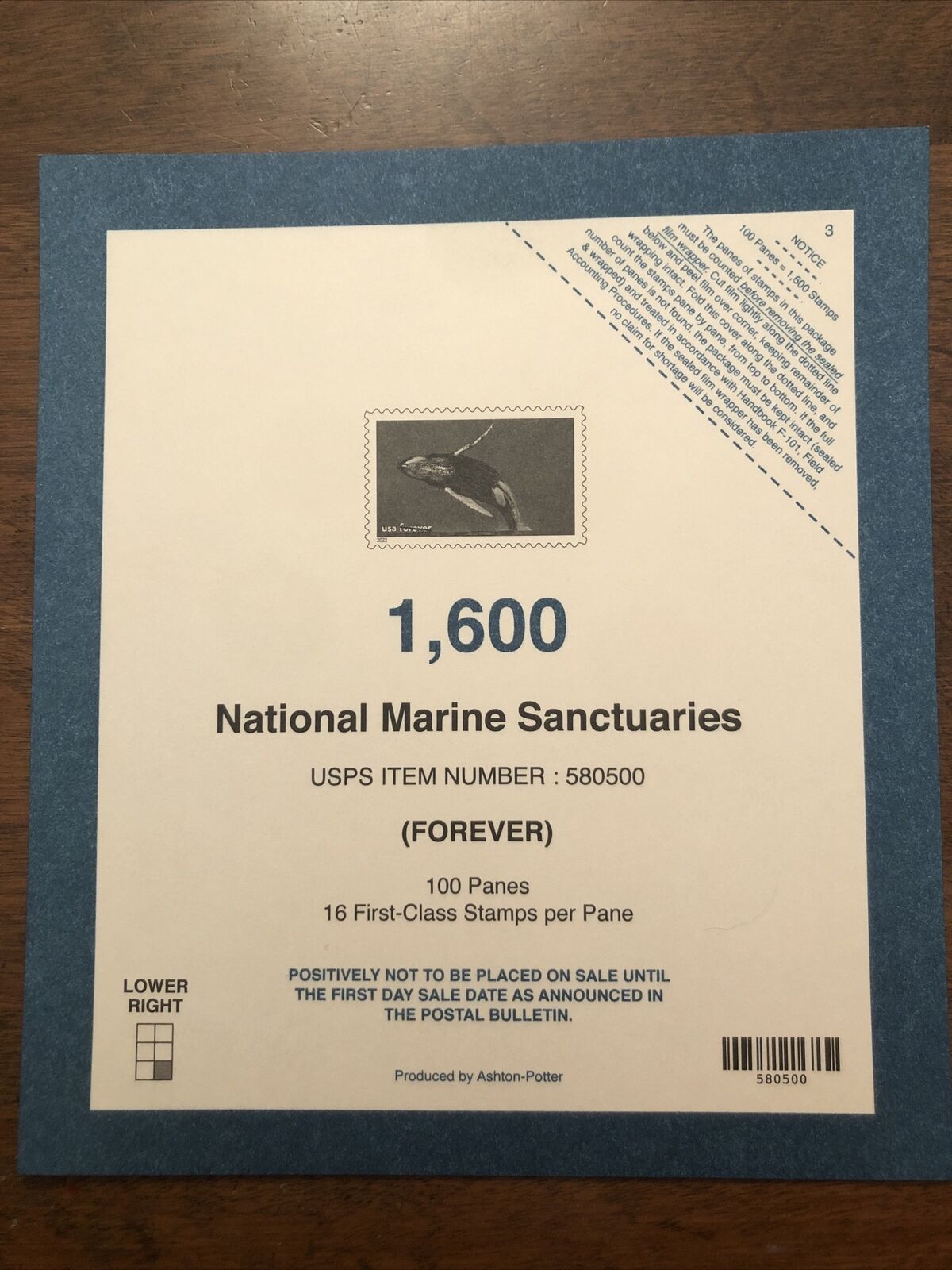 2022 National Marine Sanctuaries Forever Stamp Deck Card humpback whale ...