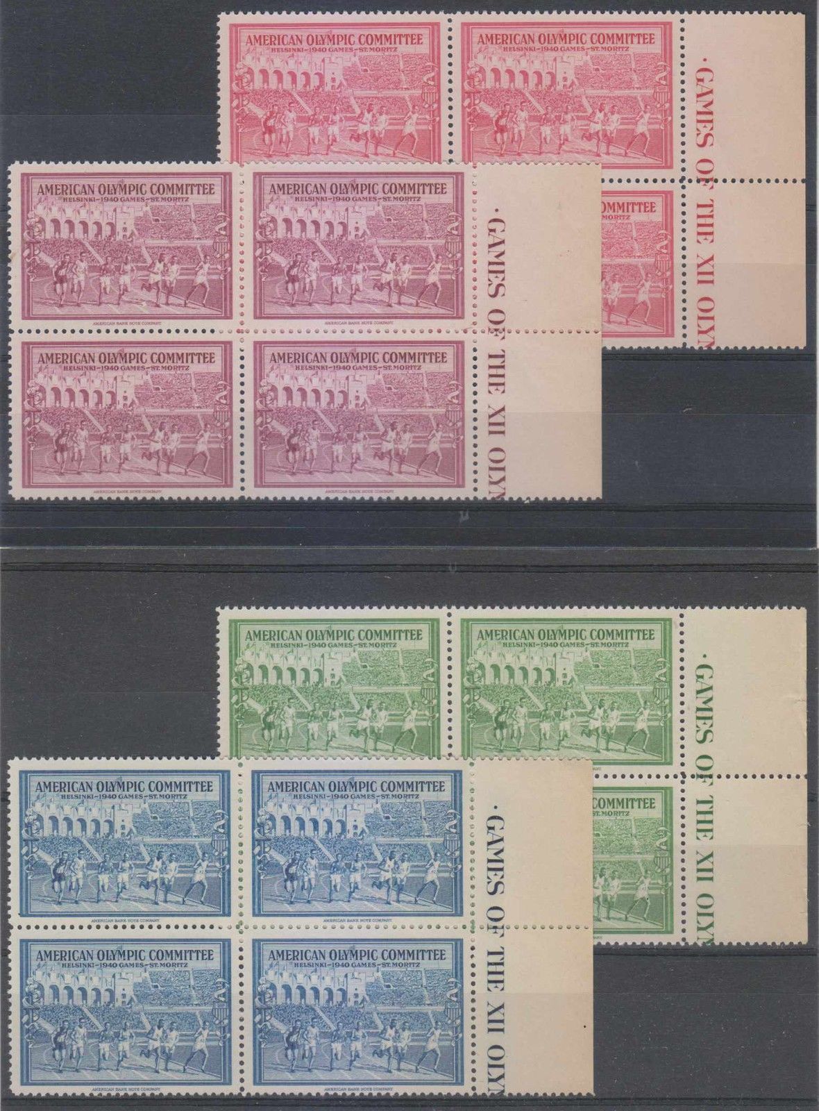 USA 1940 Cinderella American Olympic Committee Helsinki-St. Moritz SET ...