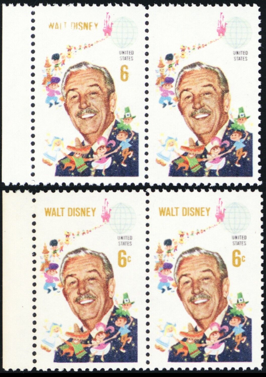 1355a, Mint VF NH 6¢ Ochre Color Omitted Combination Pair PFC * Stuart ...