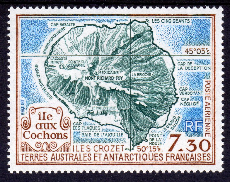 FSAT 1990 Sc#C109 Isle of Pigs Crozet Islands Map (1) MNH | Worldwide ...