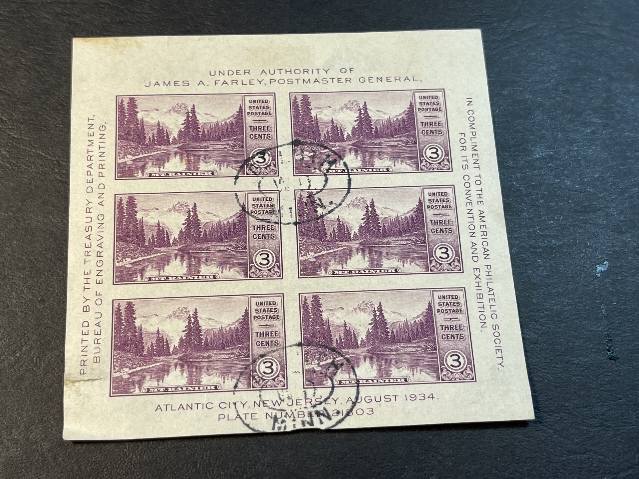 U.S. # 750--Used------Farley Pane of 6---1934 | United States, General ...