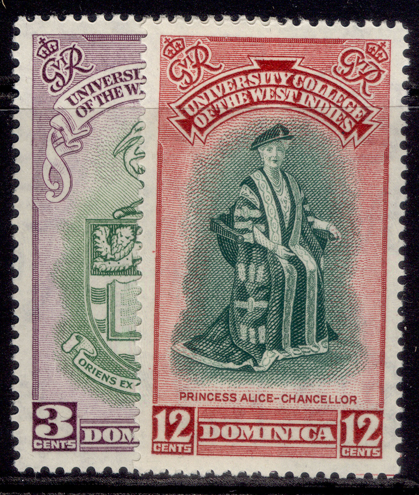 DOMINICA GVI SG118-119, 1951 BWI university college set, M MINT ...