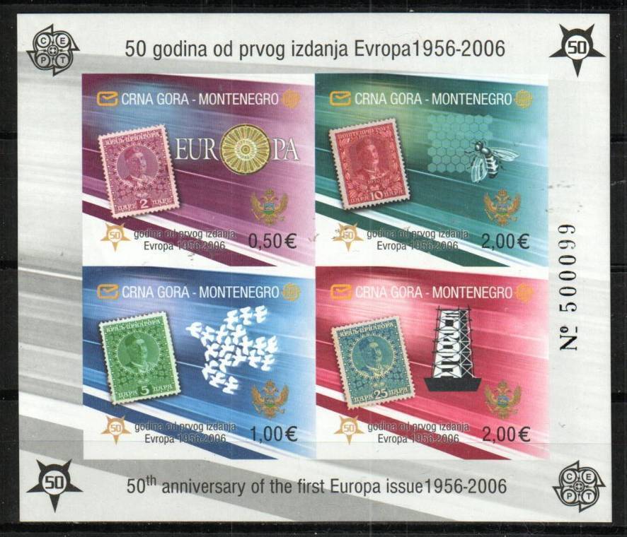 Montenegro Stamp 129E - Europa Stamps, 50th anniversary | Europe ...