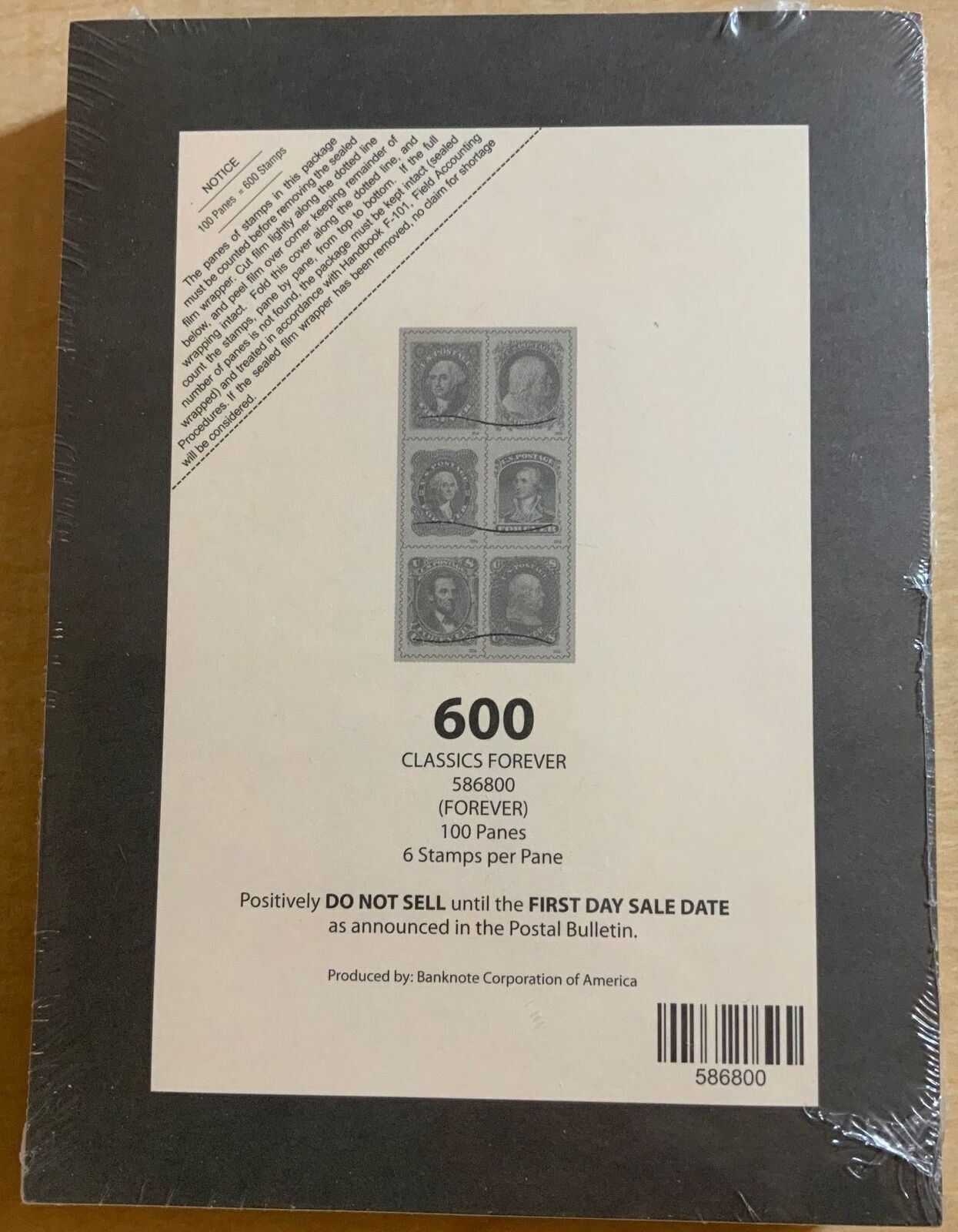 Classic Stamps Full Sealed Pad of 100 Sheets (600 Stamps) Scott 5079a ...