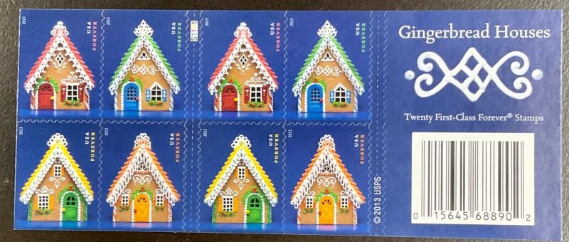 4820c Christmas Gingerbread Houses Pane of 20 Forever stamps FV $12.60 ...
