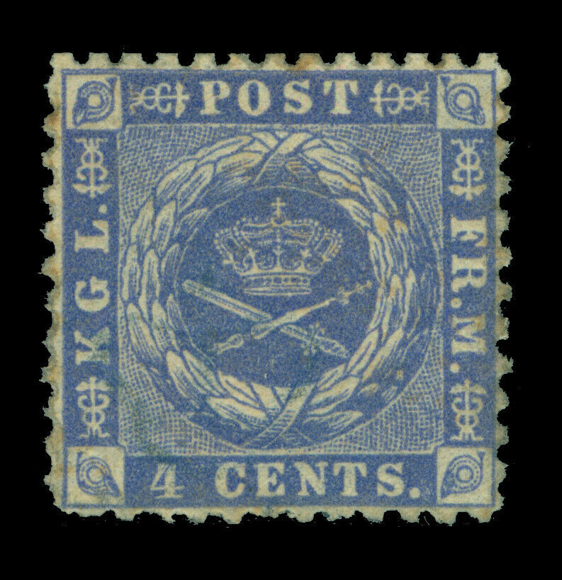 DANISH WEST INDIES (DWI) 1873 Coat of Arms 4c blue - perf. - Scott # 4 ...
