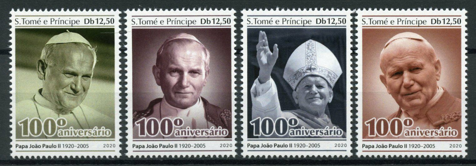 Sao Tome & Principe Pope John Paul II Stamps 2020 MNH Popes Famous ...