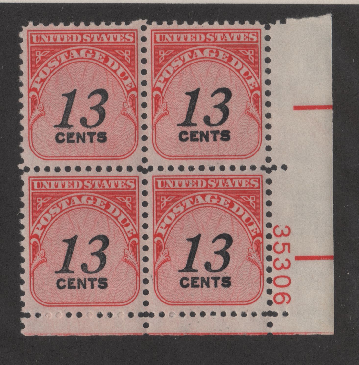 Scott J103 13c Postage Due Plate 35306 LR | United States, Postage Due ...