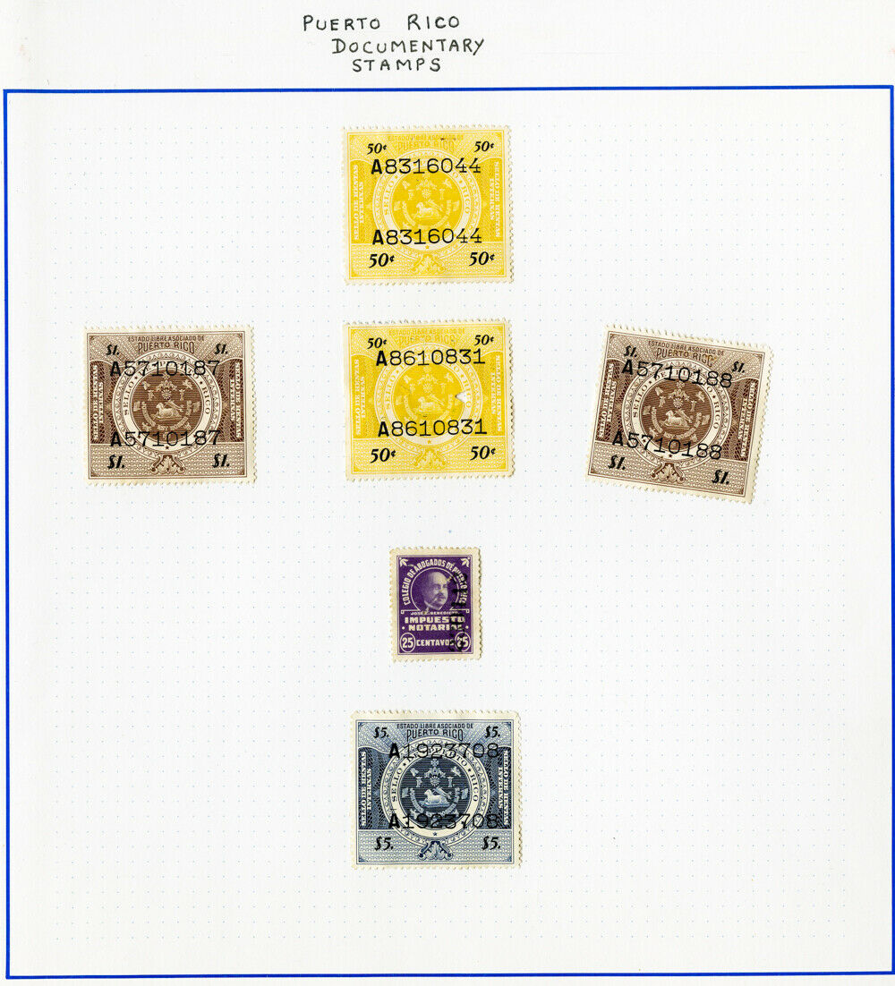 Puerto Rico stamps 7x Documentary Stamps Early rare / HipStamp