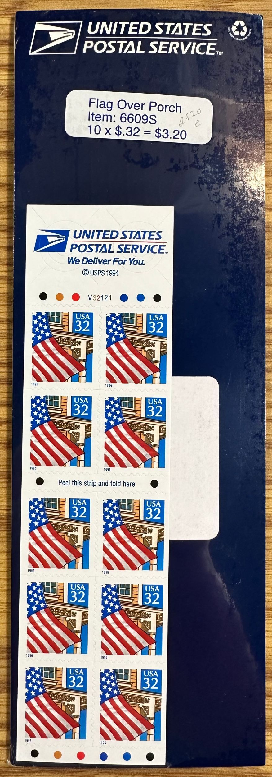 US #2920e 32c MNH Complete Booklet Pane 10 (ORIGINAL USPS PACKAGE) 1996 ...