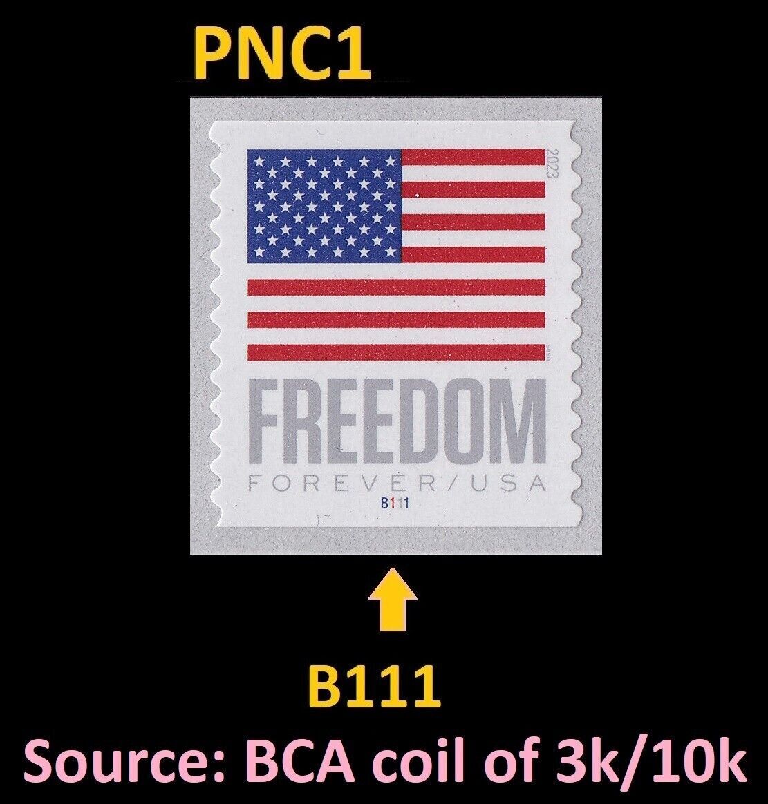 US 5789 Flag Freedom forever PNC1 BCA B111 (from 3k/10k coil) MNH 2023 ...
