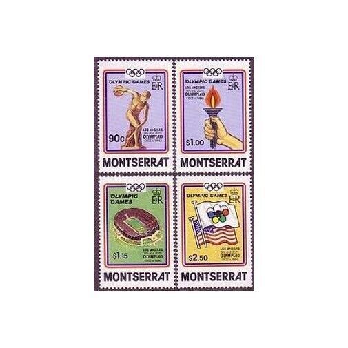 Montserrat 520-523, hinged. Olympics Los Angeles-1984. Discus,Stadium ...