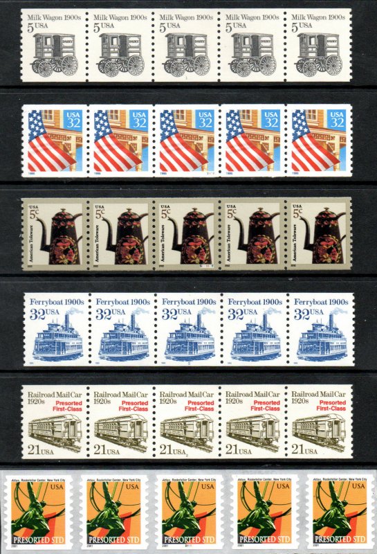 US #2253 // 3612 PLATE NUMBER COILS, 6 different (different types) , VF ...