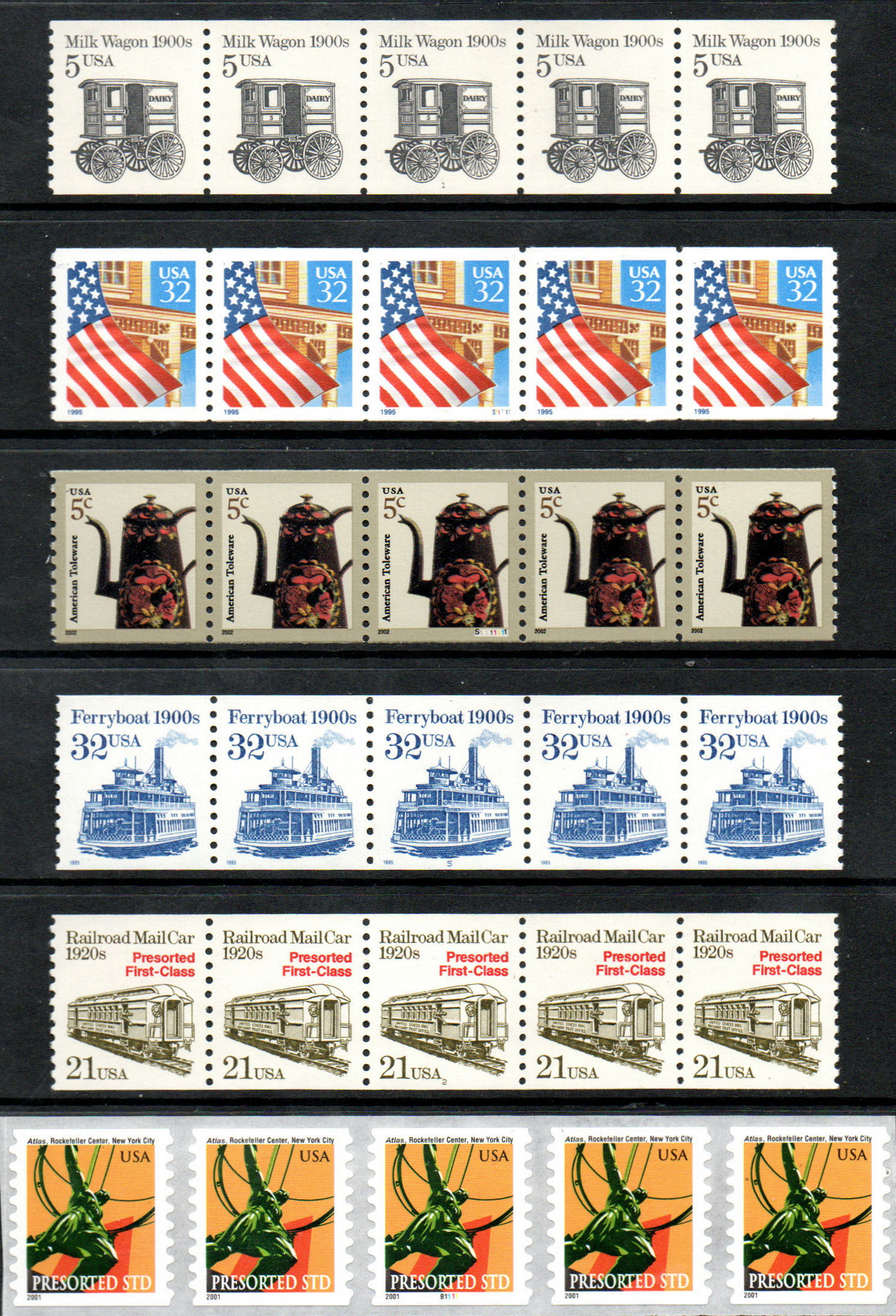 US #2253 // 3612 PLATE NUMBER COILS, 6 different (different types) , VF ...