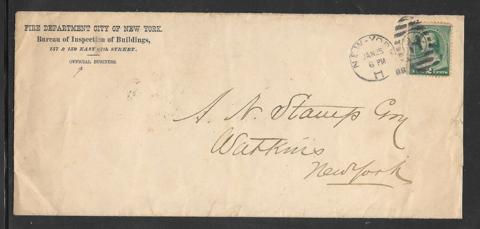 Just Fun Cover #213 FROM N.Y. Fire Department JAN/25/1888 Cover (my5176 ...