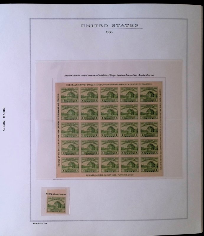 USA 1932-1982 Full Collection in 2 Hingeless Marini Albums w/ Cassette ...